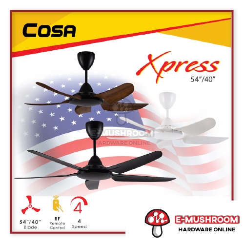 Alpha Cosa Xpress 40" / 54" Remote Ceiling Fan 4 Speed Alpha Cosa ...