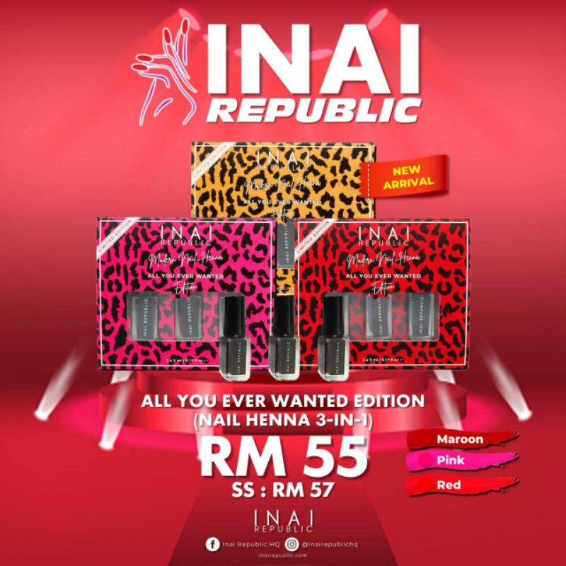 I.R Modern Nail Henna - 3 in 1 (Color Maroon, Pink & Red) | Shopee Malaysia