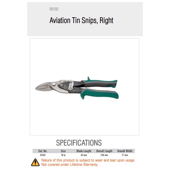 Sata 93102 Aviation Tin Snips Right Cut 10″ | Shopee Malaysia