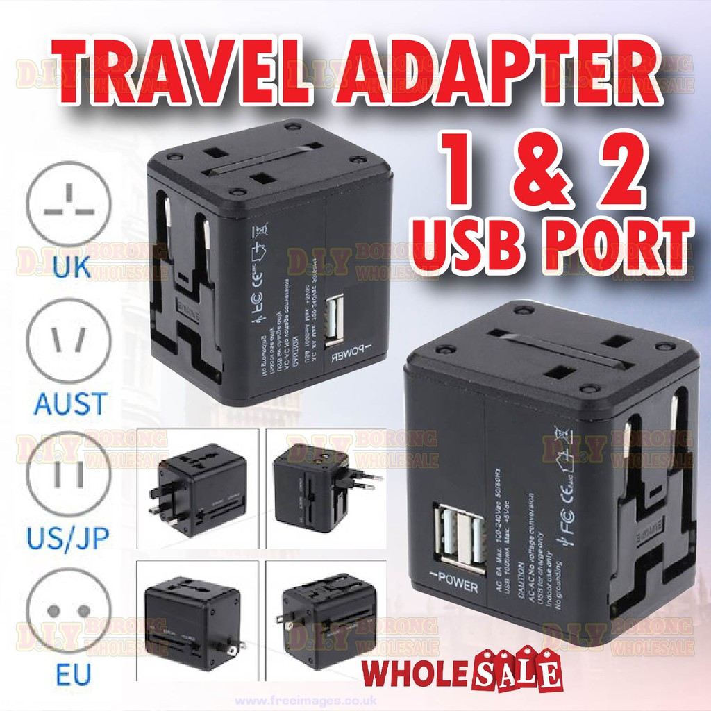 Universal Travel Adapter Multisocket Plug All-In-One Single Dual USB ...