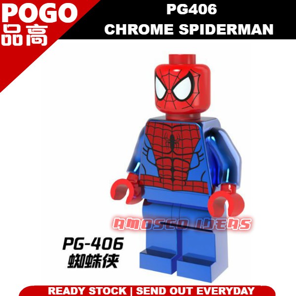 POGO PG406 Chrome Spiderman Minifigures Marvel | Shopee Malaysia