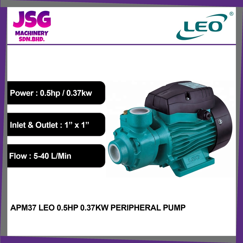APM37 LEO 0.5HP 0.37KW PERIPHERAL PUMP / PAM AIR RUMAH KOLAM (1 PHASE) | Shopee Malaysia