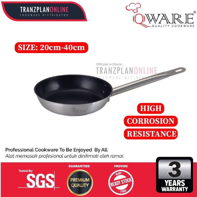 Qware® 20CM - 40CM Stainless Steel Sandwich Bottom Non-Stick Frying Pan ...