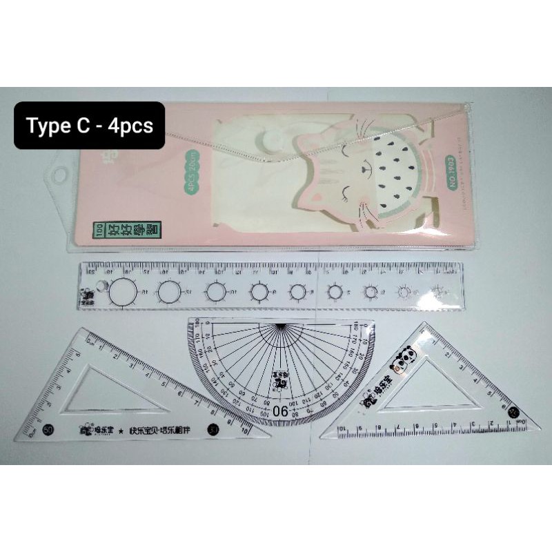 Set matematik sekolah Ruler set Protaktor Jangka lukis Ruler set ...