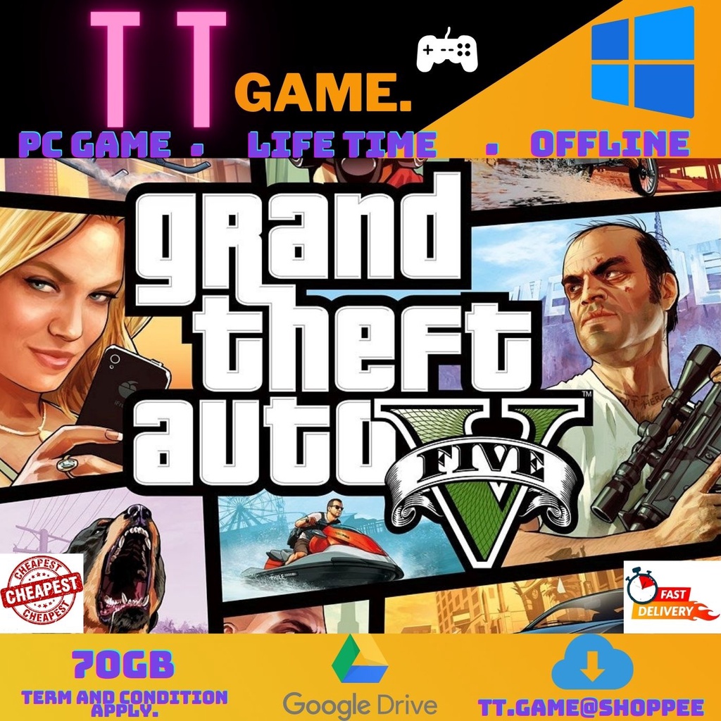 Grand Theft Auto V : GTA 5 (PC) (FAST DOWNLOAD) (OFFLINE) (ALL-DLC ...