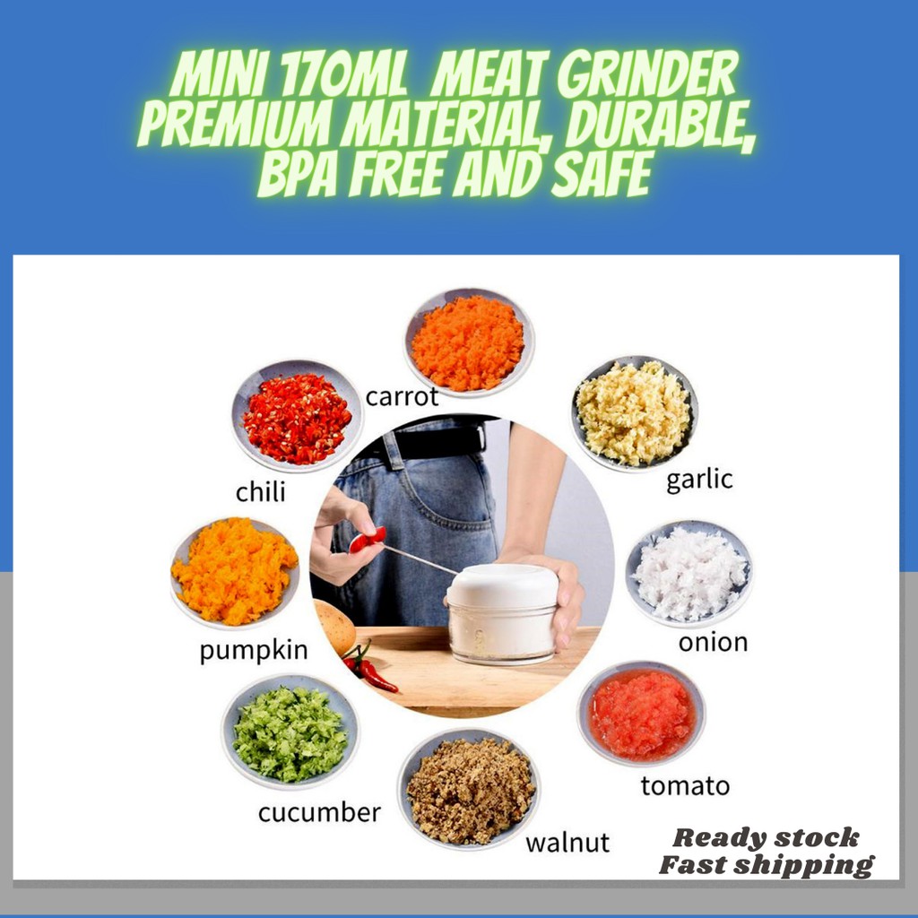 Delly Mini 170ML Powerful Meat Grinder manual Food Chopper Mincer Mixer ...