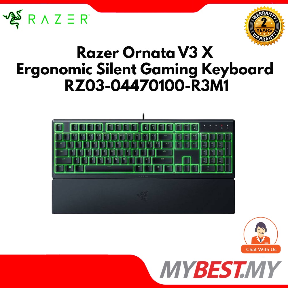 Razer Ornata V3 X Ergonomic Silent Gaming Keyboard with Razer Chroma ...