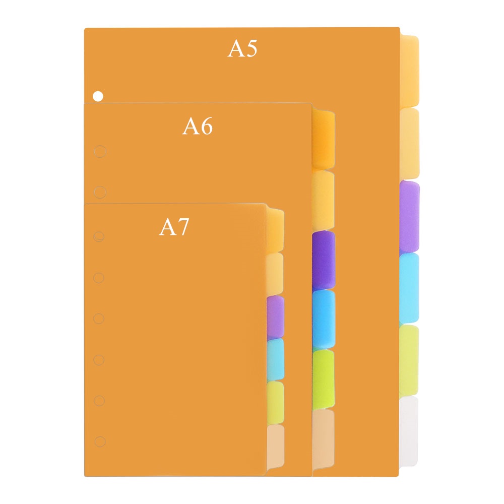 A5 A6 A7 Colorful Frosted PP 6-Tab Divider Index Pages Plate for Index ...