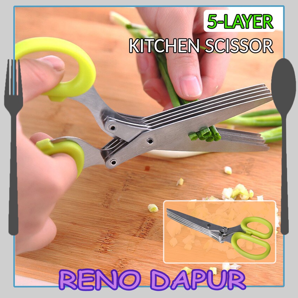 5 Layer Kitchen Scissor Stainless Steel Herb Scissor Scissors Cutting ...