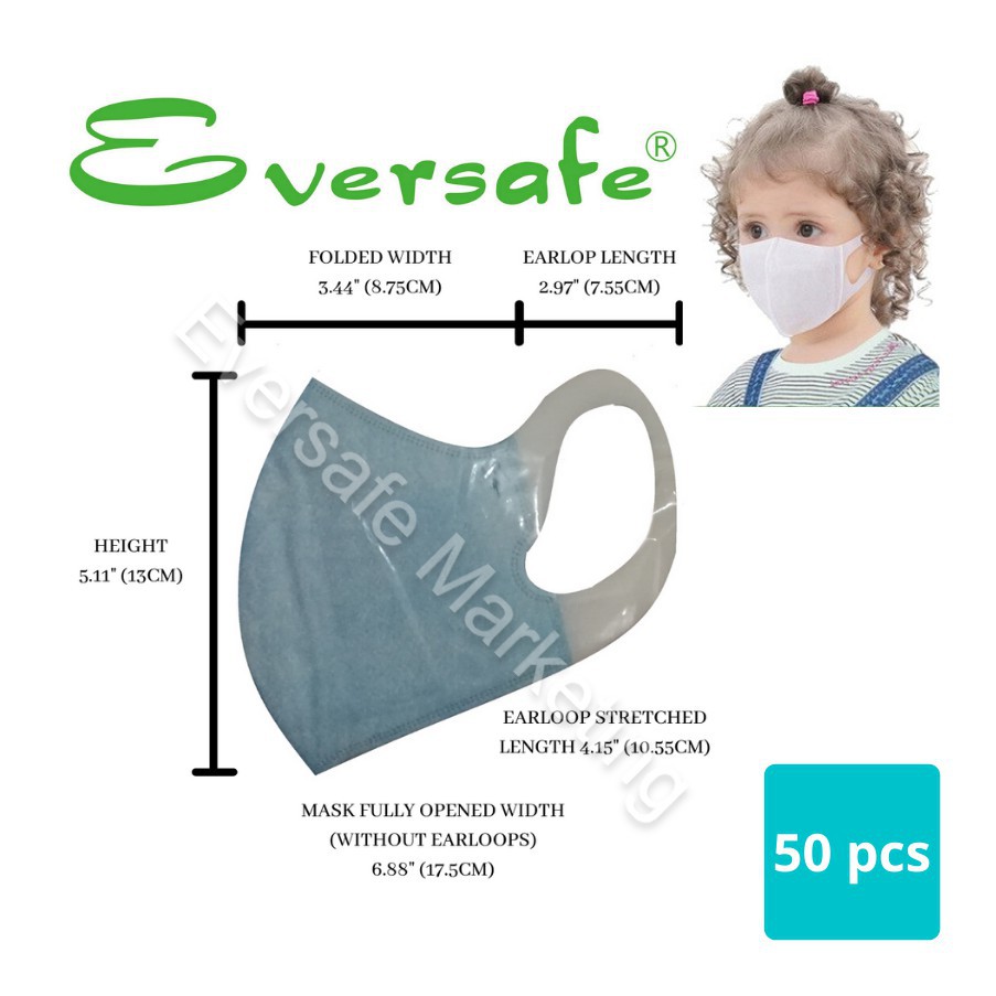 Eversafe 3D Breathable Kids Face Mask Earloop BFE > 95% (50's) | Shopee ...