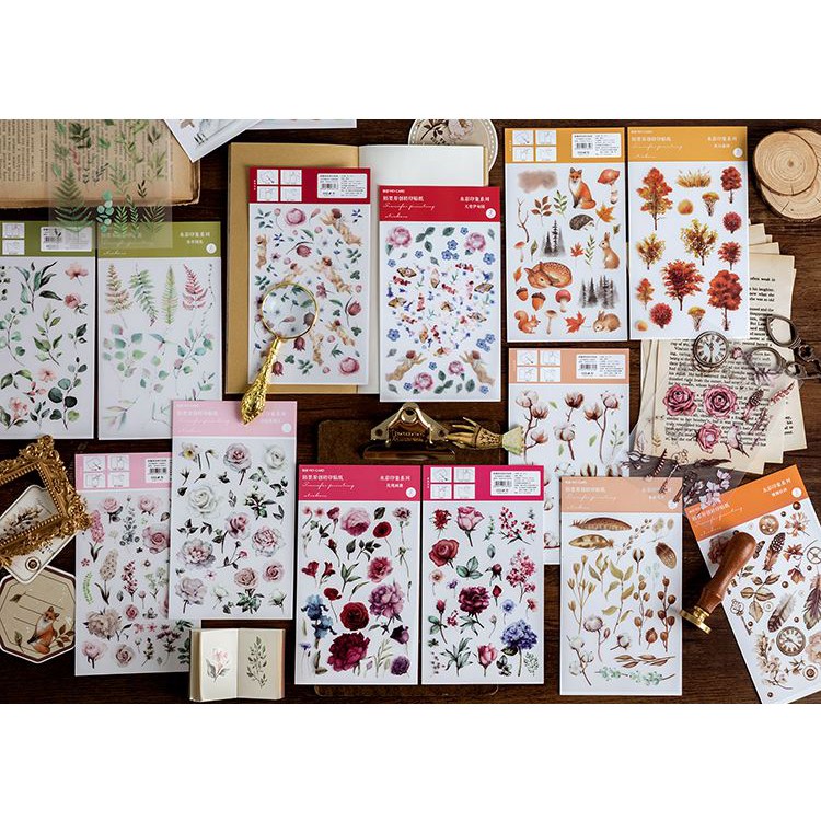 MO-CARD Print On Stickers Watercolor Botanical Series Deco Diary ...