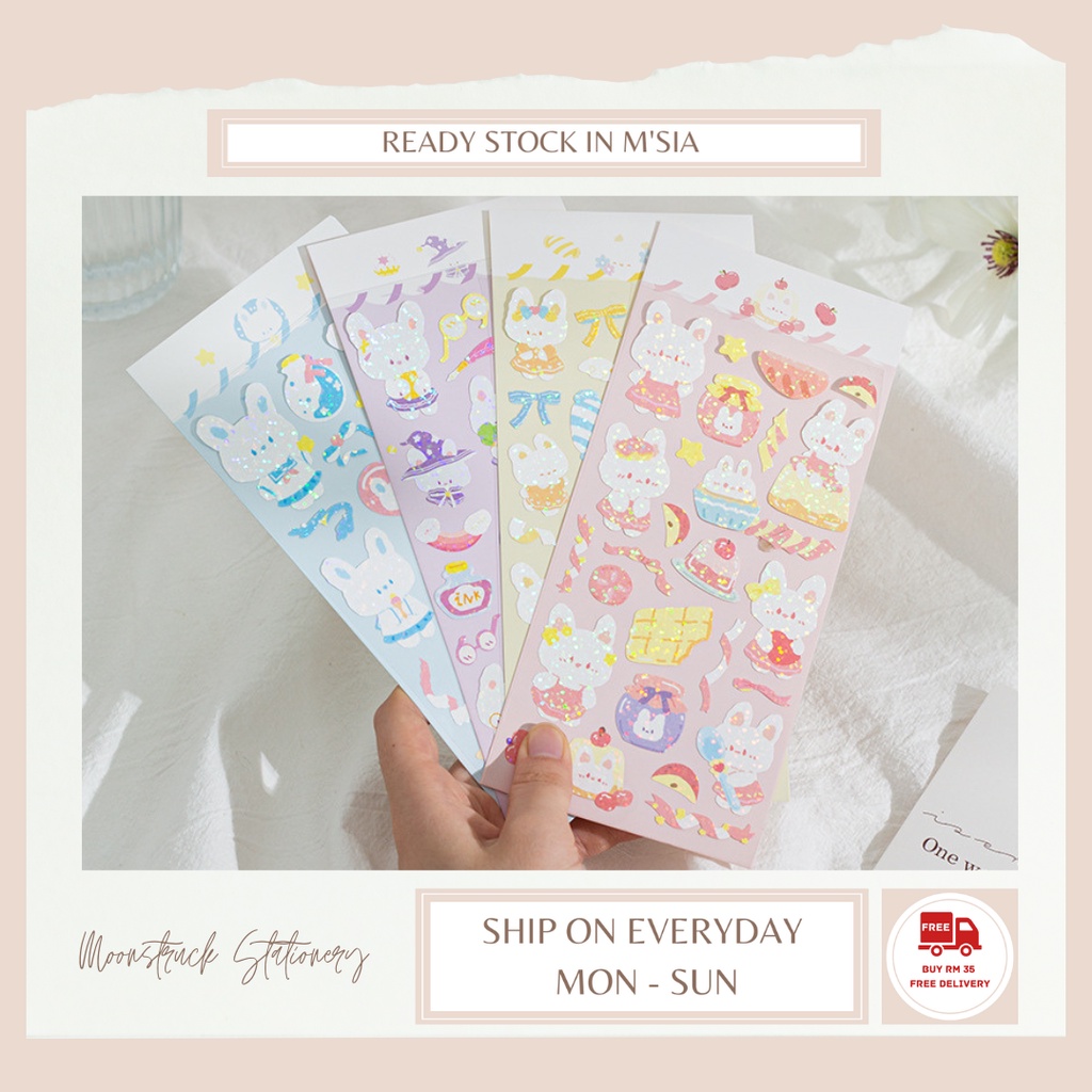 MOONSTRUCK PVC Sticker Cute Bunny Series Cartoon Sweet Child Kids ...