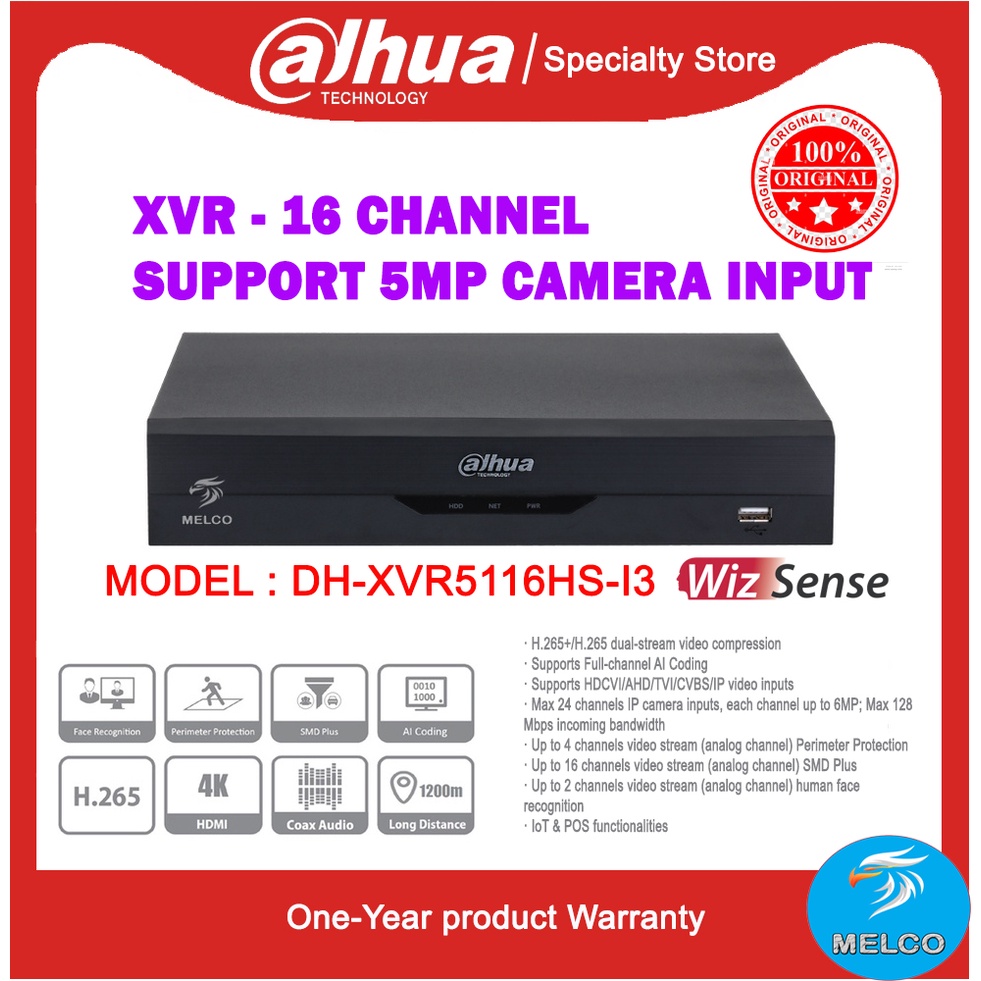 DAHUA cctv recorder HD dvr DH-XVR5116HS-I3 16 channel security system | Shopee Malaysia