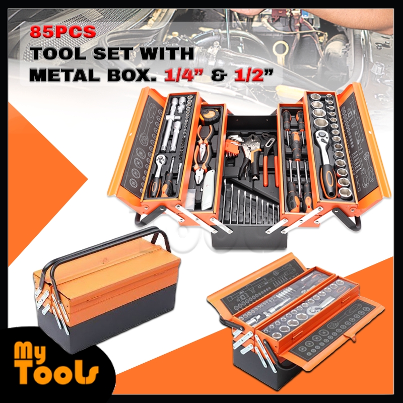 Mytools KraftMax KF-85 85 pcs 1/4" & 1/2" Tool Set with Cantilever ...