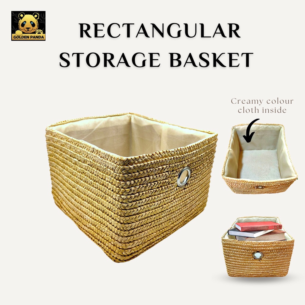 Rectangular Basket (Storage Box)-original color/inside cloth/outside ...