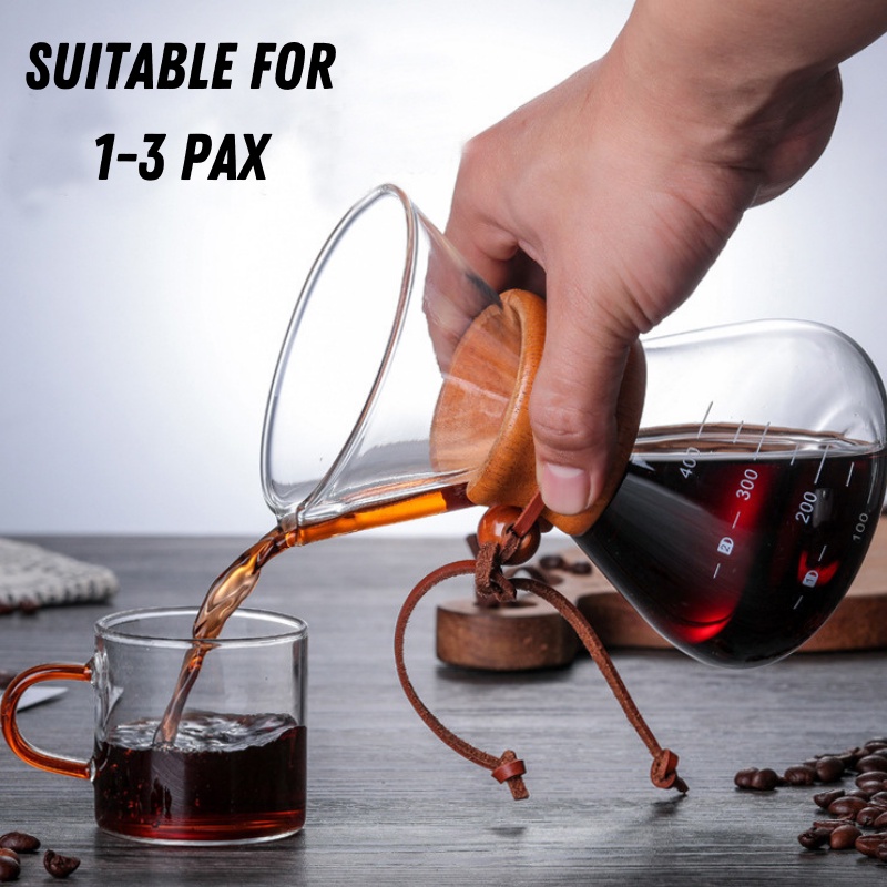 [Ready Stock] 400ml Hand pour over Glass coffee pot Coffee sharing pot ...