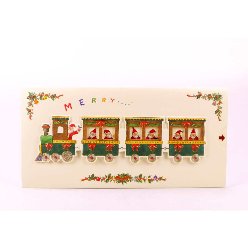 Original Sanrio Santa Claus Train 3D Layer Pull Out Christmas Card Xmas ...
