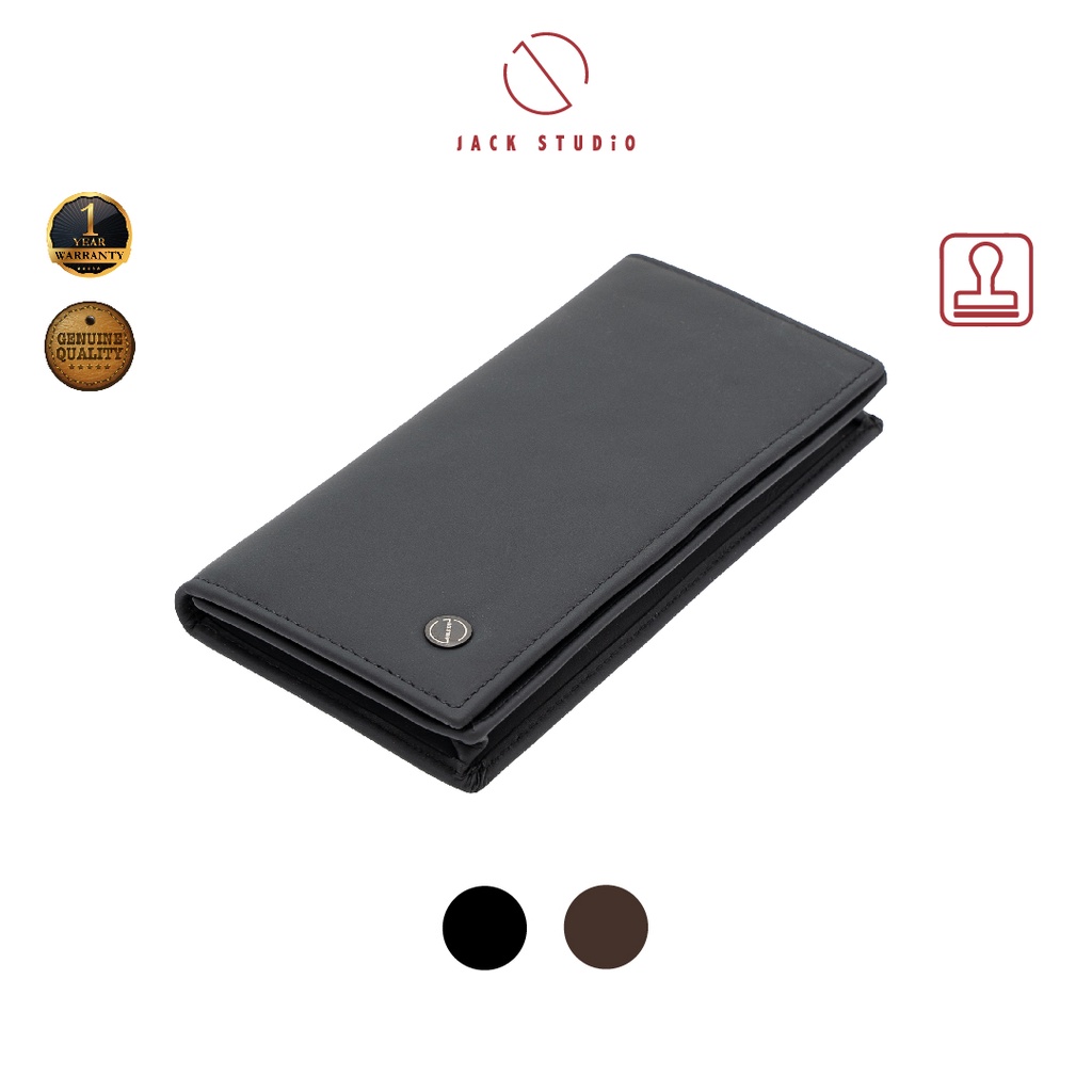 Jack Studio Men’s Top Grain Leather Bi-Fold Long Wallet - 2 Patterns ...