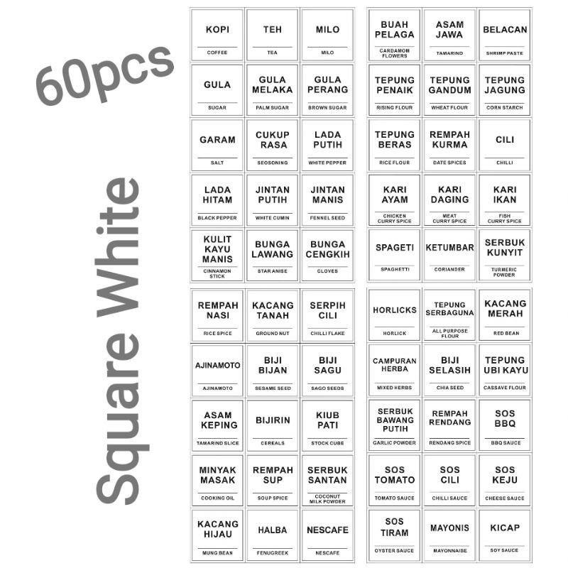 Minimalist Kitchen Sticker / Sticker Dapur / Waterproof Pantry Spice ...