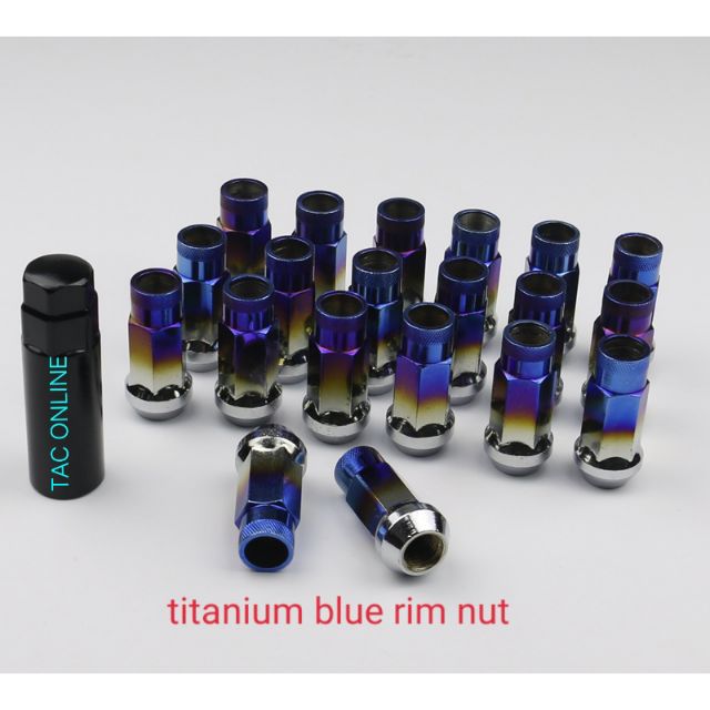 Titanium blue burn rim nut MUTEKI SR48 48mm Stainless Steel Open End ...