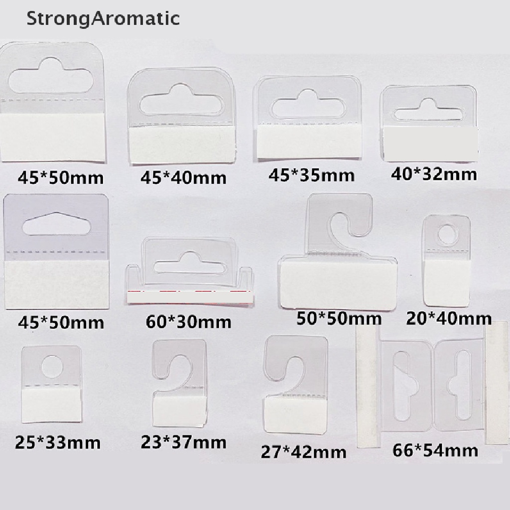 STRO 100pcs PVC Slot Hole Adhesive Hang Tags Hook Merchandise Box Bag ...