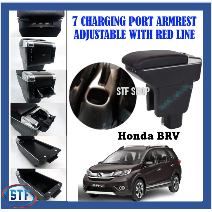 Honda BRV USB ARMREST ADJUSTABLE 7 CHARGING PORT WITH RED LINE | Shopee ...