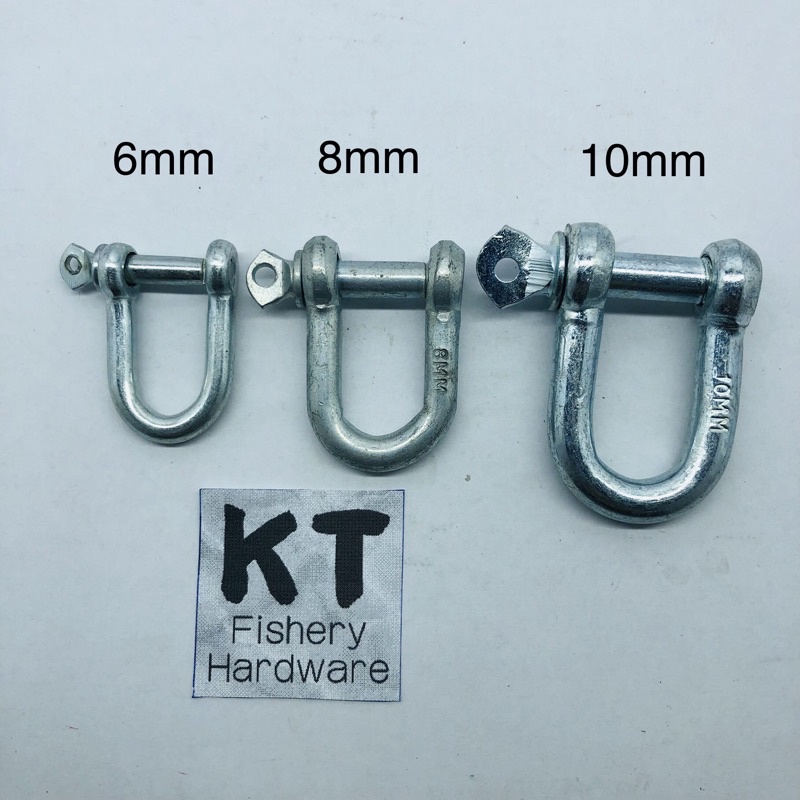 GI shackle D 6mm 8mm 10mm 12mm 16mm D形铁卸扣 电镀卸扣 钢卸扣 钢链卸扣 besi shackle ...