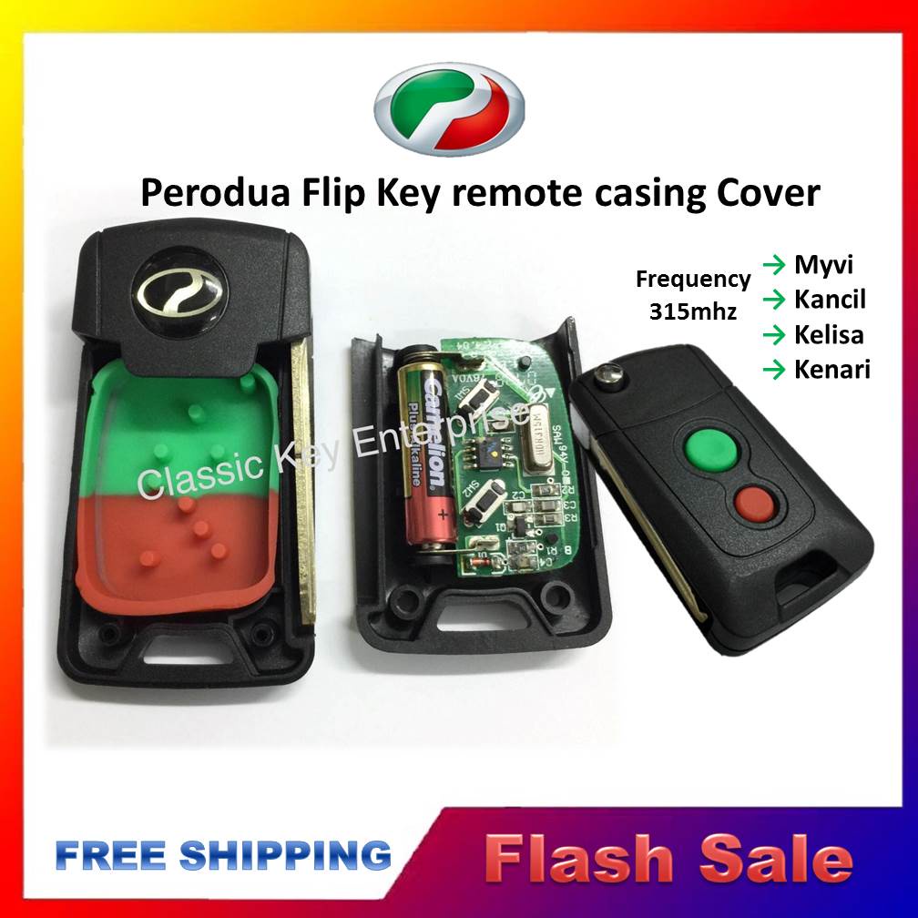 Perodua Flip Key Remote with case shell cover for Myvi Kembara Kenari ...