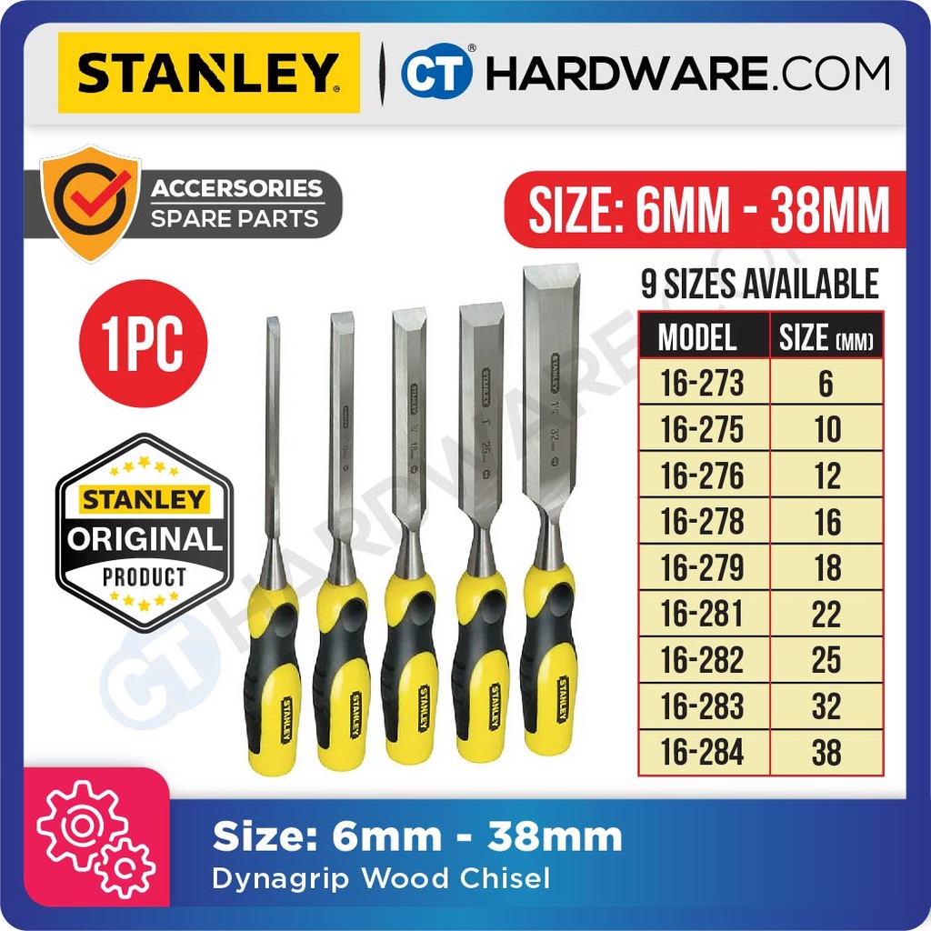 STANLEY (1PC) DYNAGRIP WOOD CHISEL SIZE 10MM | 12MM | 16MM | 18MM ...