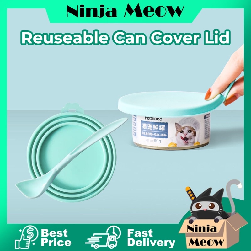 Reusable Can Cover Lid Pet Food Wet Canned Spoon Scoop Silicon 3 in 1 ...
