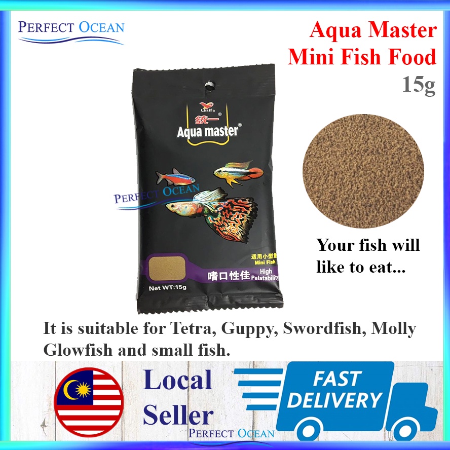 Aqua Master Mini Fish Food 15g Guppy Glowfish Betta Micro Pellet ...