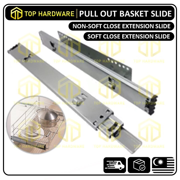 TOP🇲🇾 Pull Out Basket Extension Slide Soft Close Extension Slide / Non ...