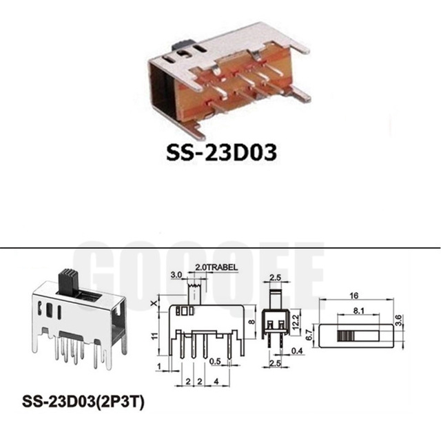 5/10/20/50pcs Slide Switch Slide Gear Fluctuation Band 2/3 File Single Double Horizontal Mini ...