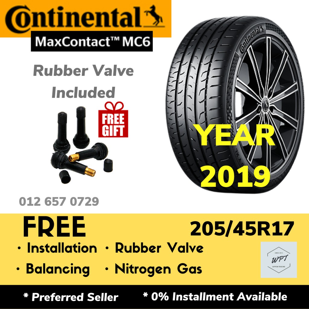 205/45R17 CONTINENTAL MaxContact MC6 ( Installation ) New Car Tires Tyre WPT NIPPON Tayar Baru ...