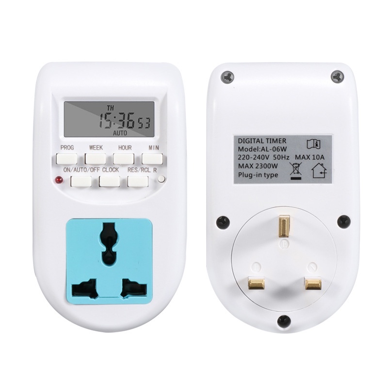 Timer Switch UK Socket Plug 2300W Digital Display Time Relay Control AL-06W / AL09E-2D 英规定时插座器 ...