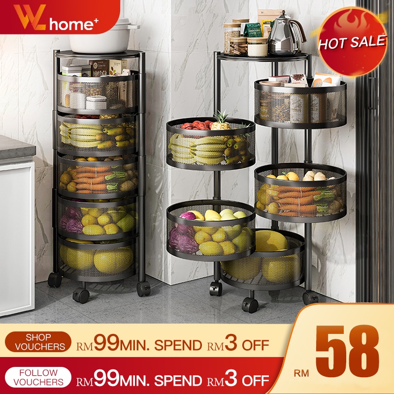 Rak Dapur Storage Rack Stainless Steel Kitchen Rotating Rack Basket ...