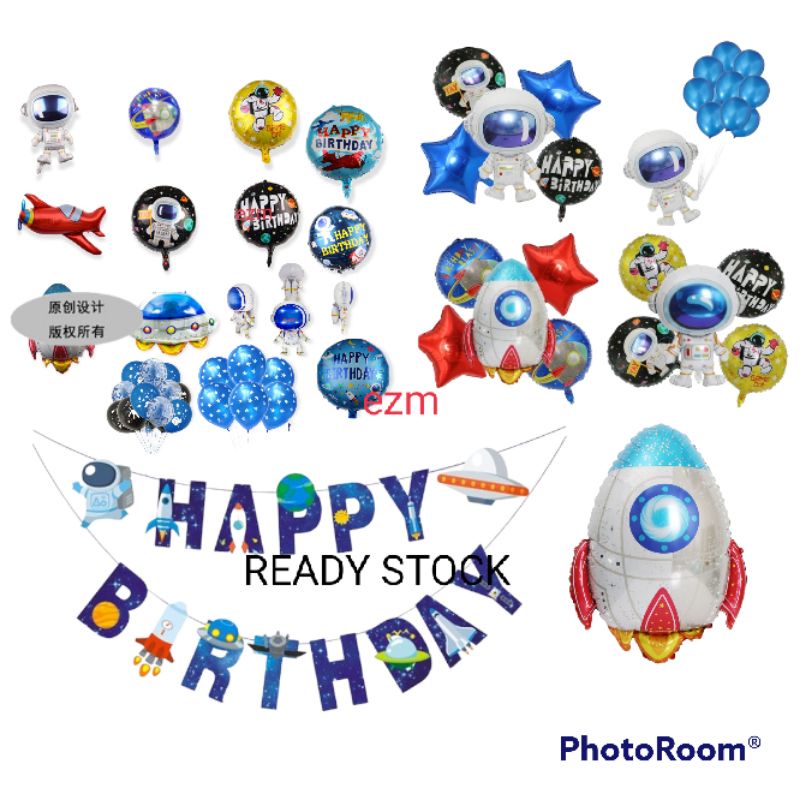 🇲🇾 Series Astronaut Planet UFO belon foil Rocket PARTY Decoration ...