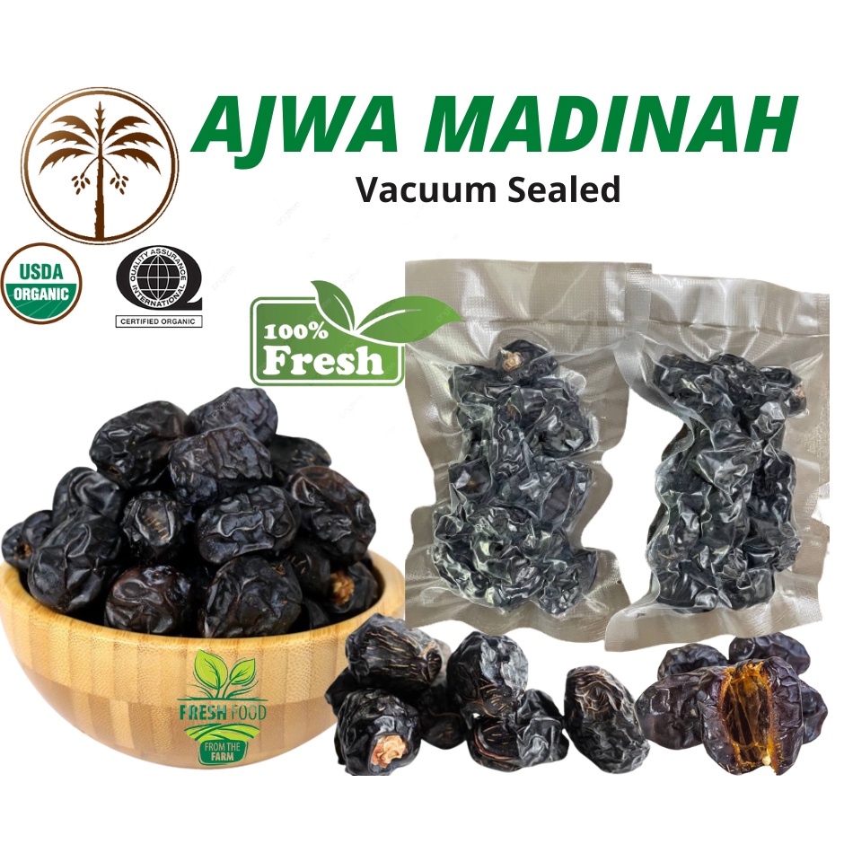 KURMA AJWA MADINAH Vacuum Sealed + Oxygen 100g/150g/250g/350g/500g | Shopee Malaysia