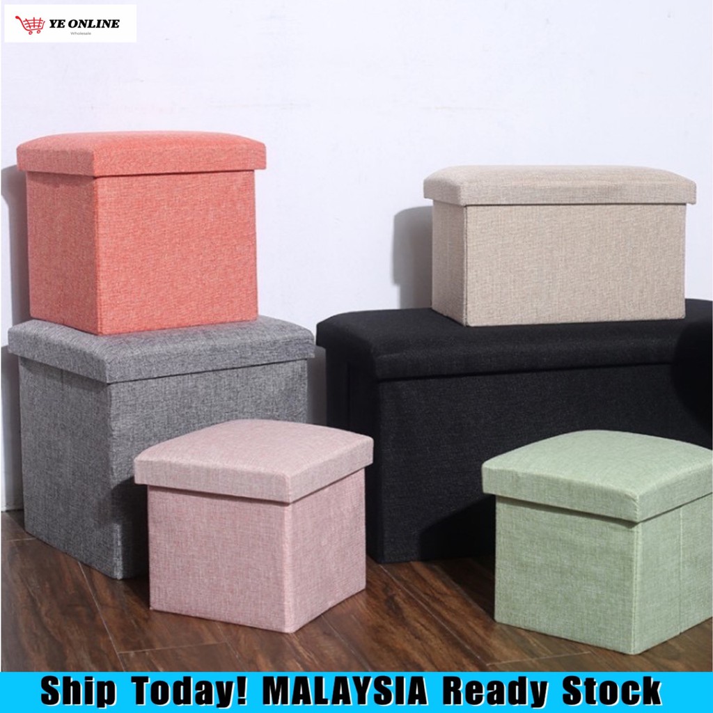 Storage Stool Ottoman Fabric Foldable Storage Box Sofa Footrest Foot ...
