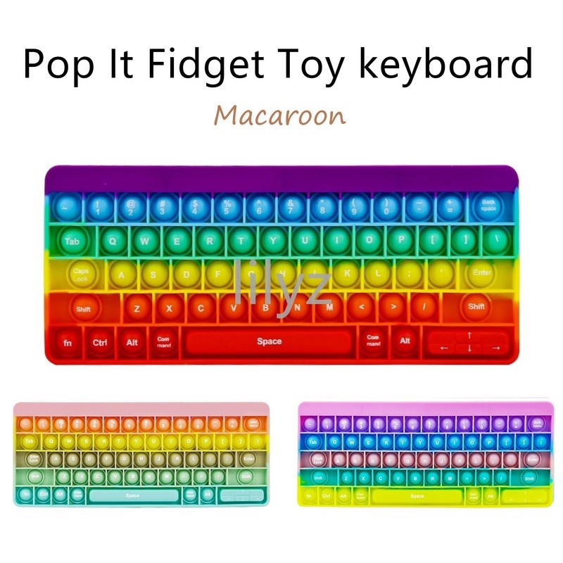 Keyboard Pop It Fidget Toy Multi-color With Words for Children to ...