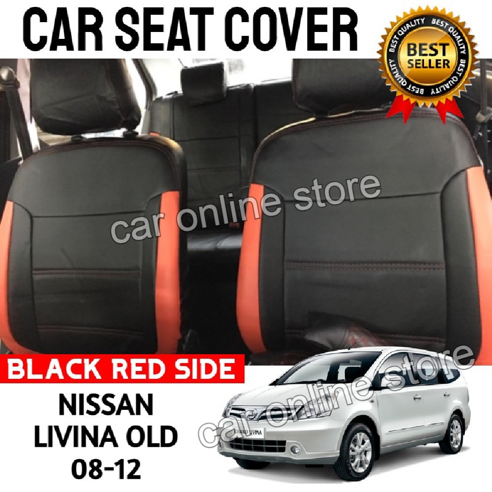 Car Seat Cover for Nissan Livina PVC Leather Black colour Red Side ...