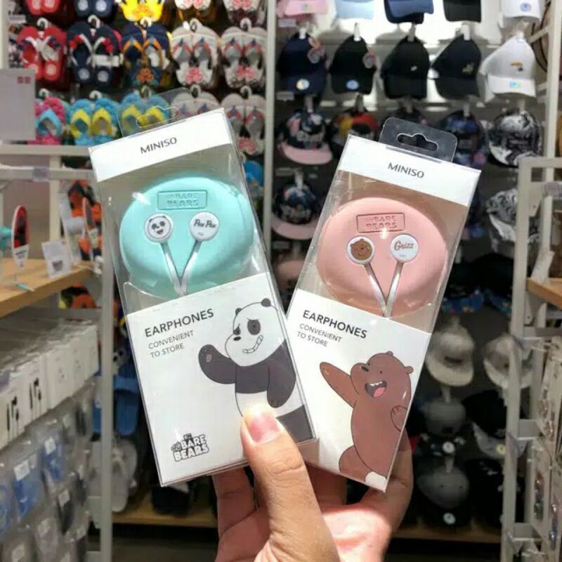 miniso EARPHONE WE BARE BEARS miniso / Headset Wbb Miniso GRIZZ ICE ...