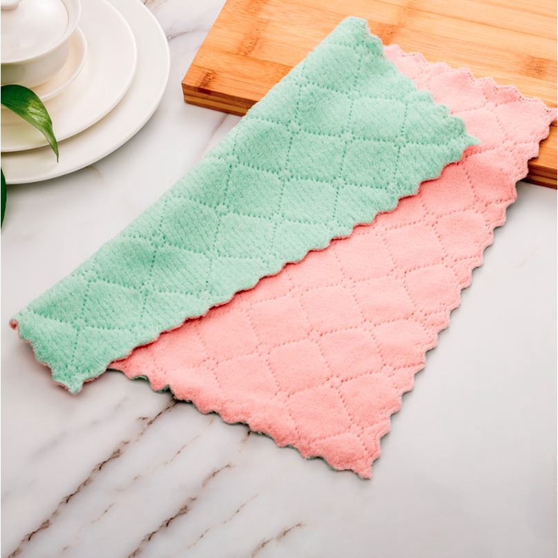 Microfiber Kitchen Towels Tuala Dapur Dish cloth Superfine Plain Color ...