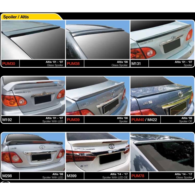 Toyota altis Rear boot trunk spoiler lip wing 2001 2002 2003 2004 2005 ...