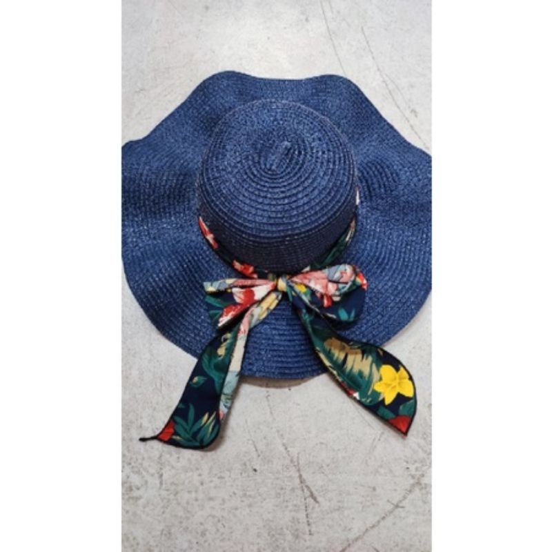 READY STOK Topi Pantai Perempuan Dewasa Reben Flower Beach Hat Ribbon ...