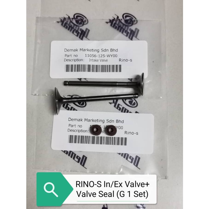 Demak Rino S 125 Intake and Exhaust Value + Valve Seal (1 Set) | Shopee ...
