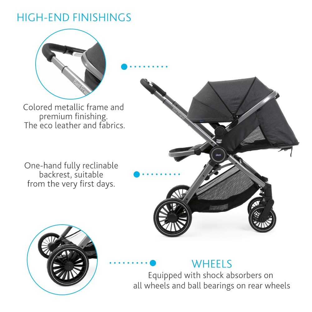 Chicco Best Friend Pro Stroller - Comes with Rain Cover Newborn to 15kg ...