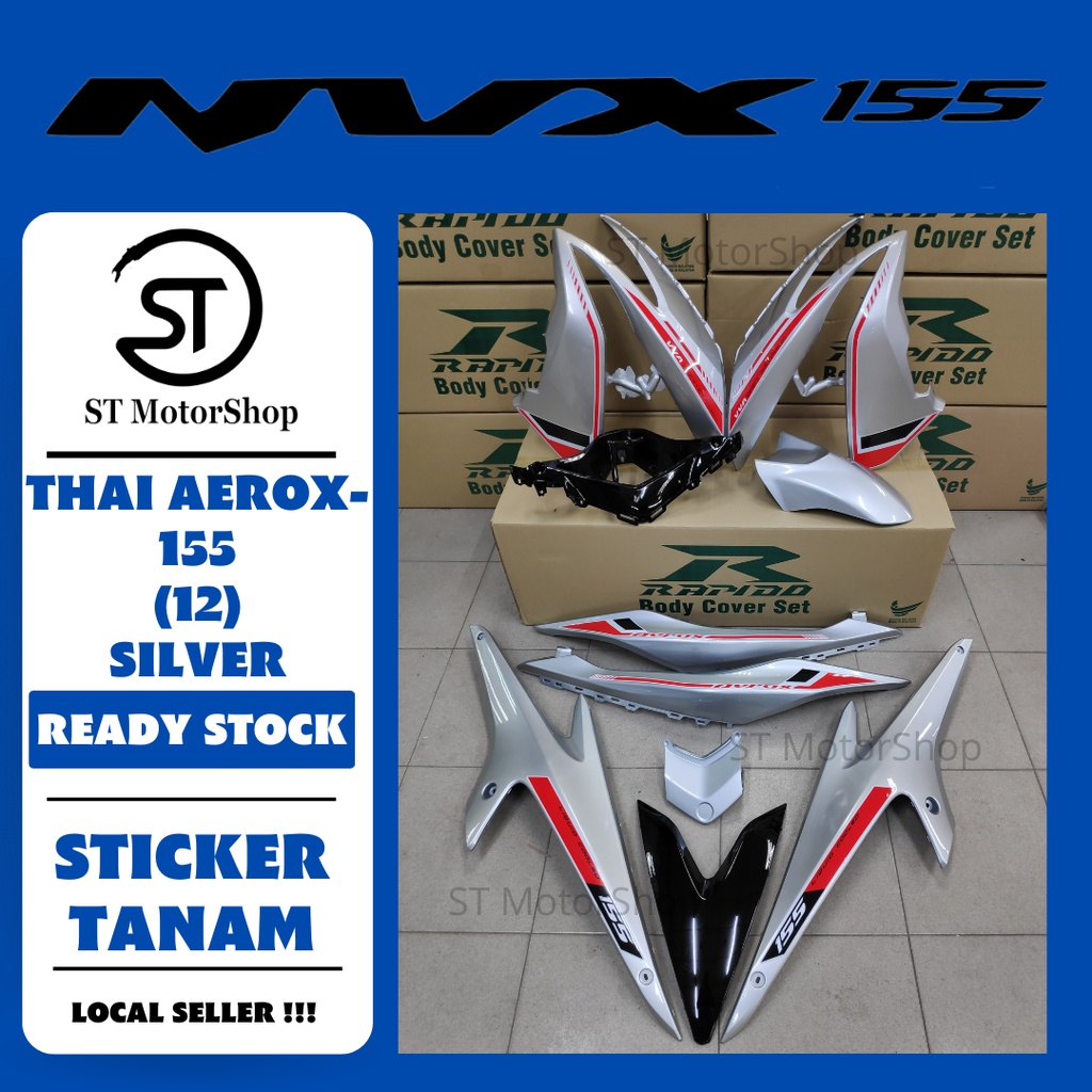 YAMAHA NV-X NVX V1 THAI AEROX-155 (12) SILVER COVER SET (STICKER TANAM ...