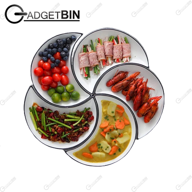 5 pcs Set Nordic Ceramic Moon Plate Tableware Combination Platter Set ...