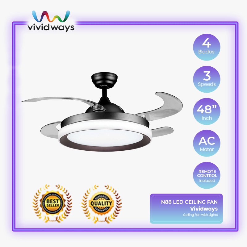 K2 VIVIDWAYS CEILING FAN N88 LED LIGHT 3 COLOURS | Shopee Malaysia